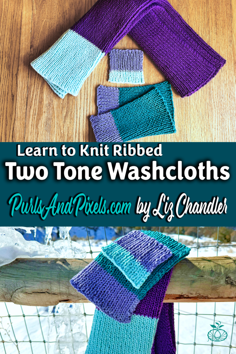 Two Tone Ribbed Washcloth Knitting Pattern - PurlsAndPixels