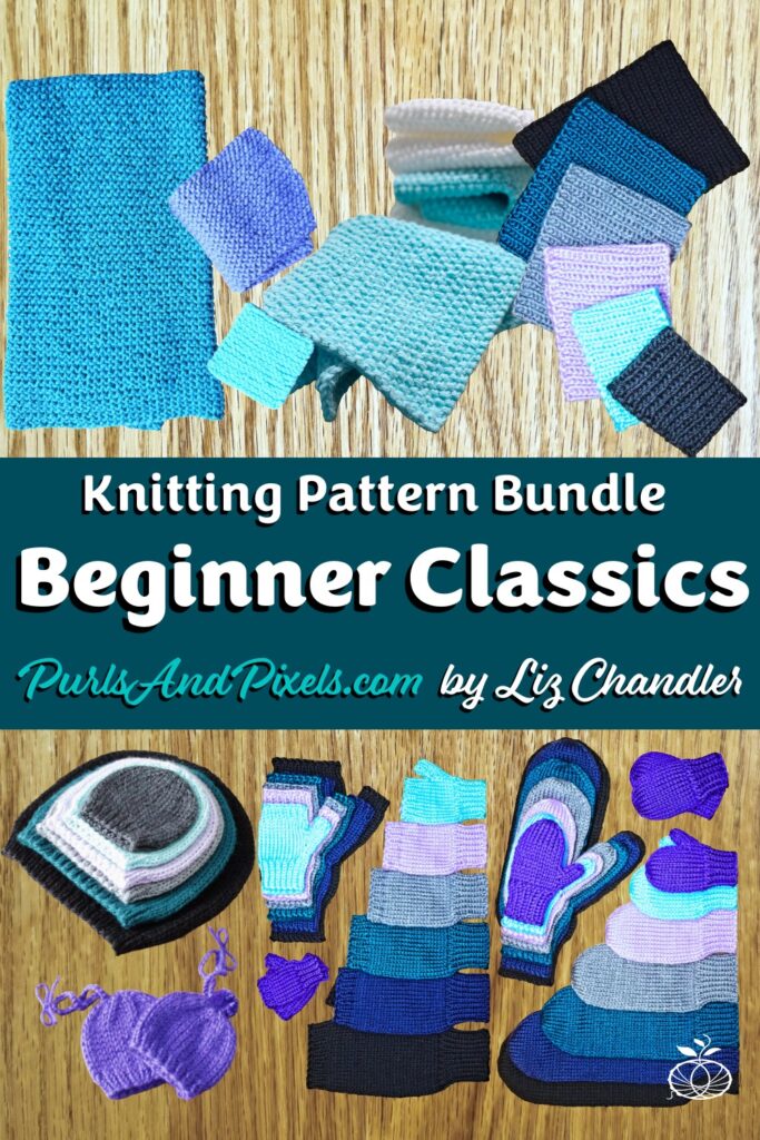 Beginner Knitting Pattern Bundle (6 PDF Patterns) - PurlsAndPixels