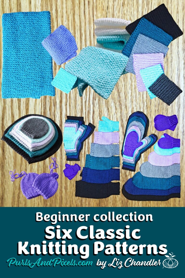 Beginner Knitting Pattern Bundle (6 PDF Patterns) - PurlsAndPixels