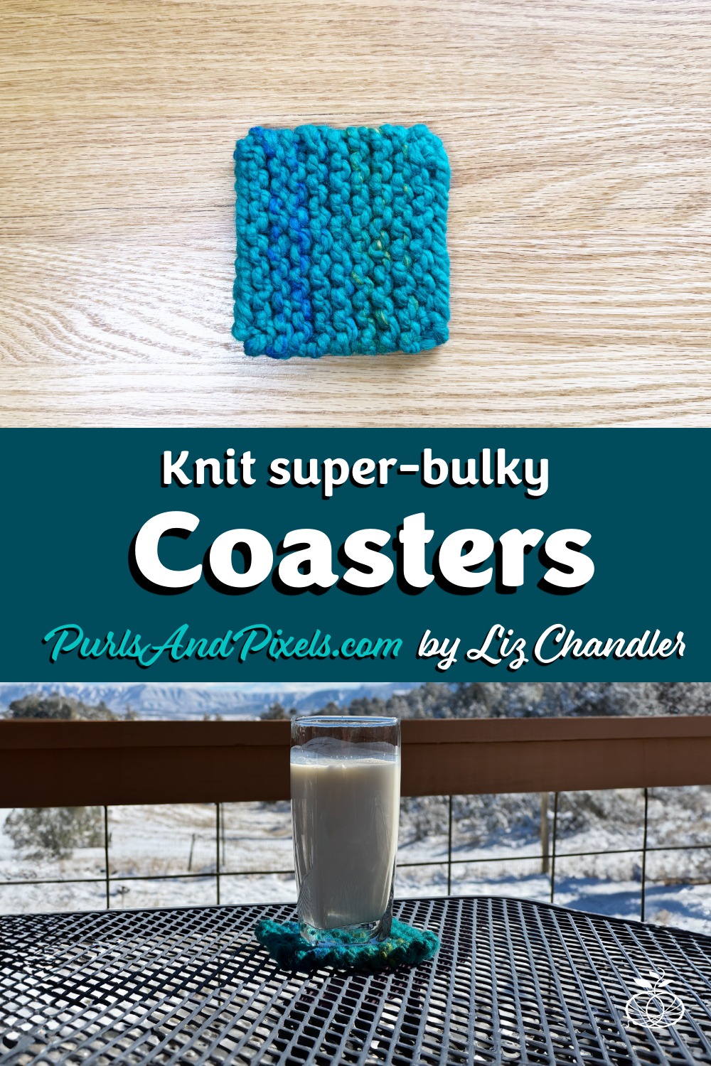 Beginner Super Bulky Knit Coaster - Free Knitting Pattern - PurlsAndPixels